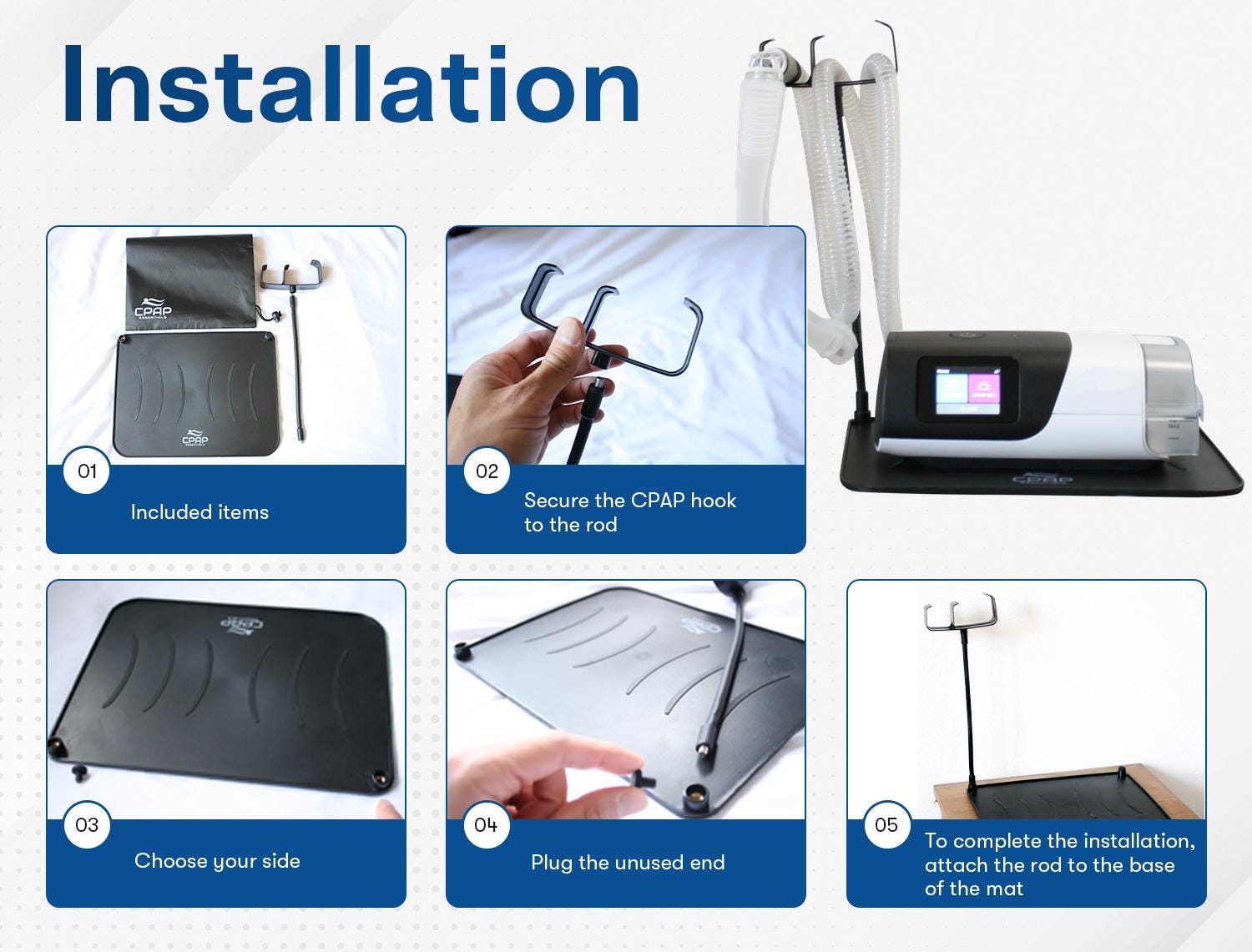 CPAP Mask and Tube Hanger Mat - Supplies for CPAP for Bedside ...