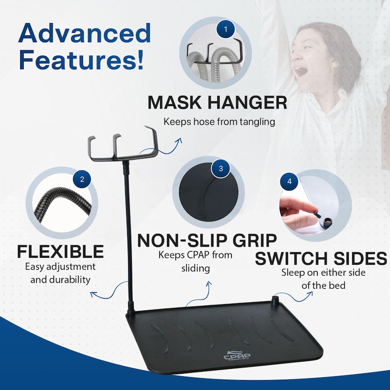 CPAP Mask & Tube Hanger Mat - Bedside Organizer With Clean Mask Cover ...