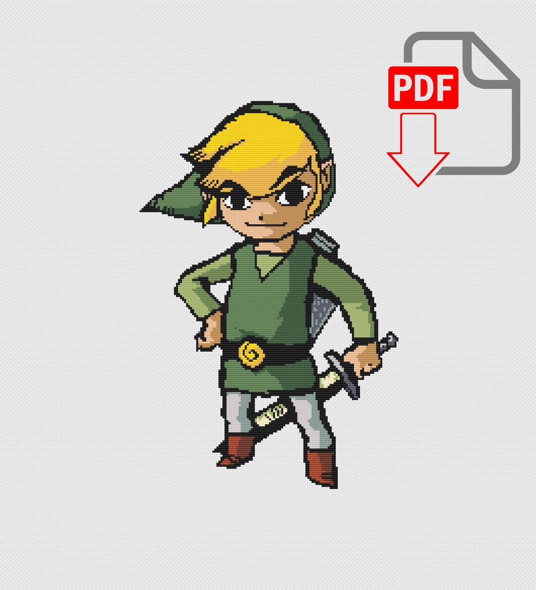 The Legend of Zelda the Wind Waker Link Green Tunic Cross Stitch ...