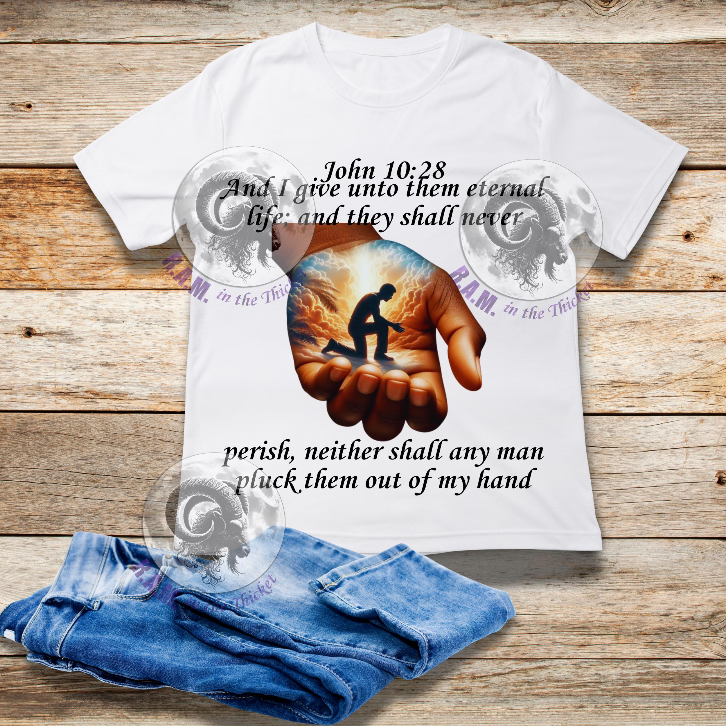 God's Hand, Jesus' Hand Holding a Man, Heavenly Graphic With Scripture ...