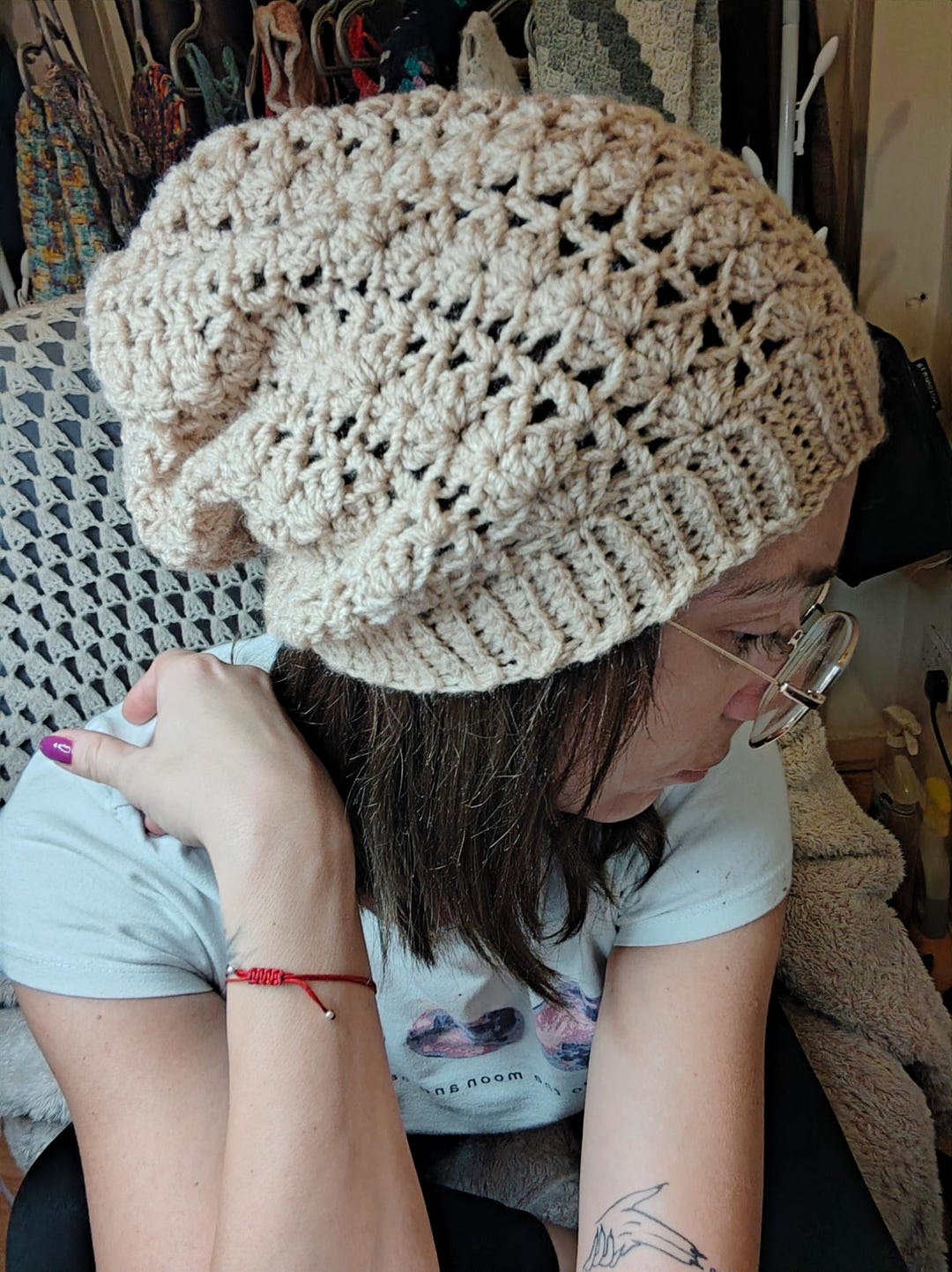 Slouchy Crochet Shell Stitch Hat Pattern English Written - Etsy