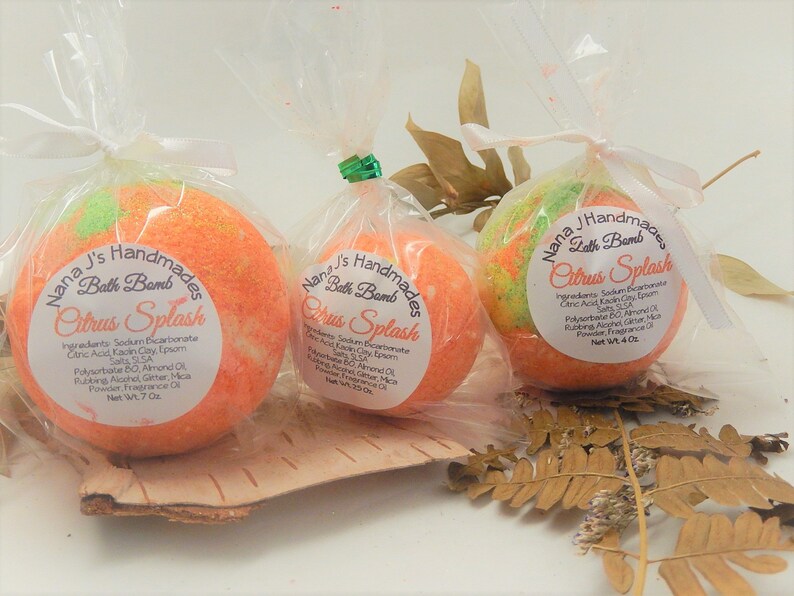 Citrus Splash Bath Bombs: Large, Handmade With Shea Butter - Etsy