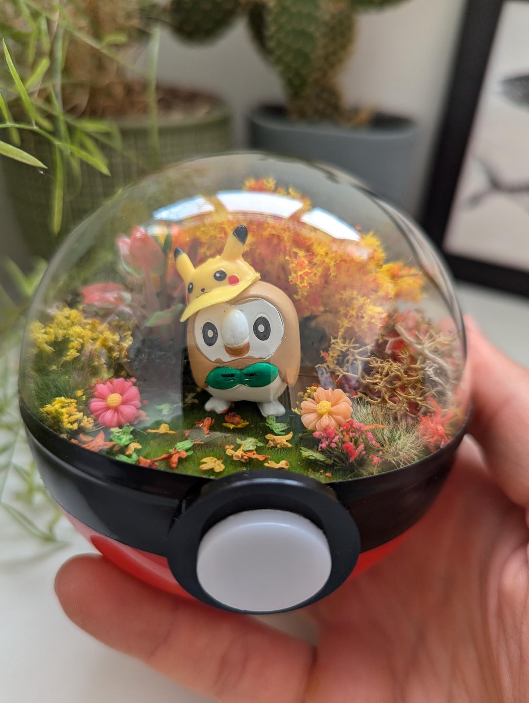 Rowlet Pokeball Handmade Pokemon Terrarium. Homemade, Diarama - Pikachu ...