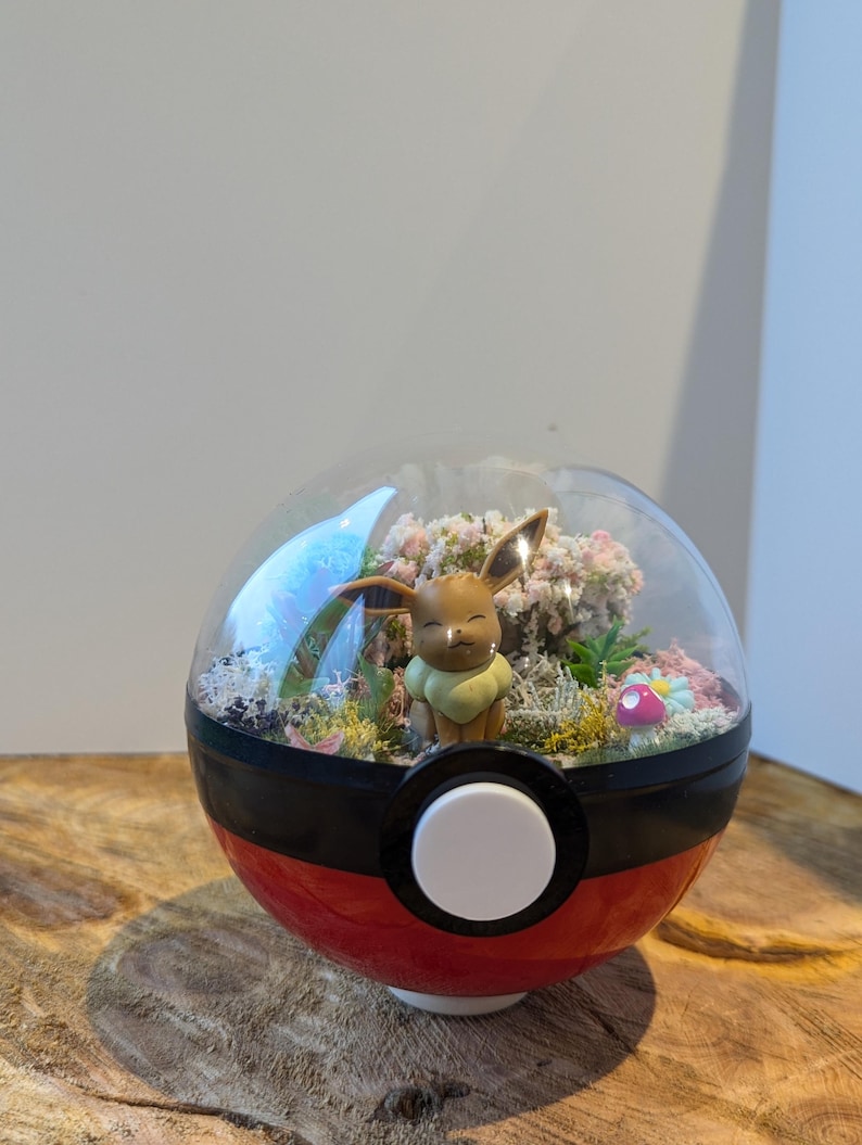 Handmade Eevee Pokeball Terrarium, Cherry Blossom Diorama - Etsy
