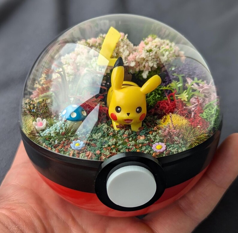 Pikachu Woodland Pokeball Handmade Pokemon Terrarium. Homemade, Diarama ...