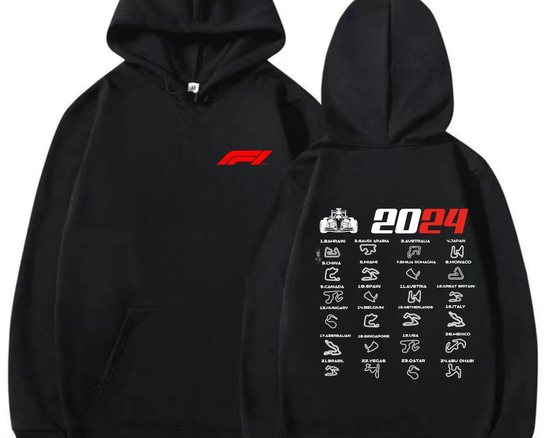 Formula 1 Calender Hoodie, F1 Circuit Tracks, Formula One Sweatshirt ...