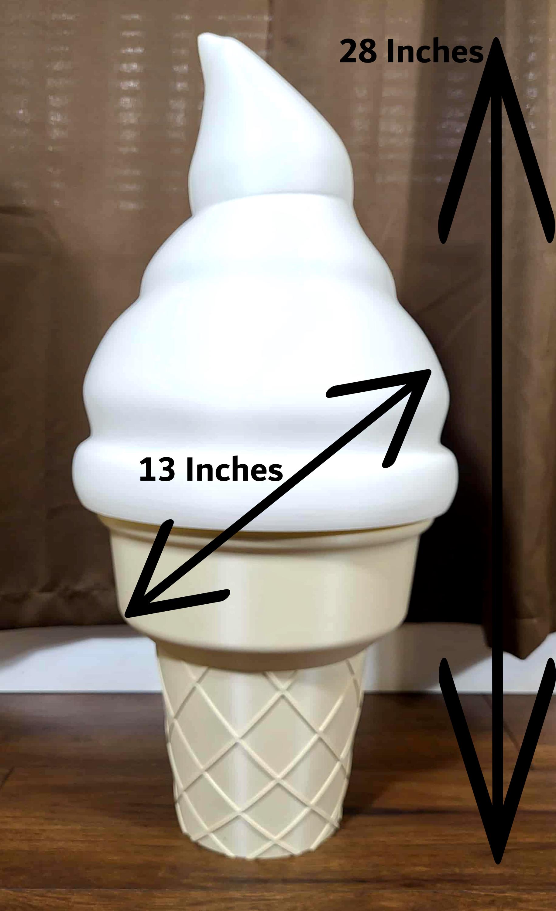 Giant Soft Serve Ice Cream Cone Prop: 28" Tall Restaurant Display Decor ...