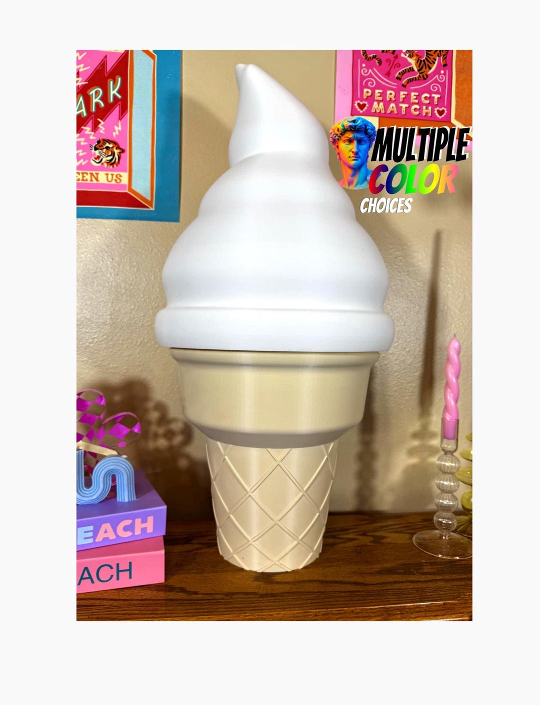 Giant Soft Serve Ice Cream Cone Prop: 28" Tall Restaurant Display Decor ...