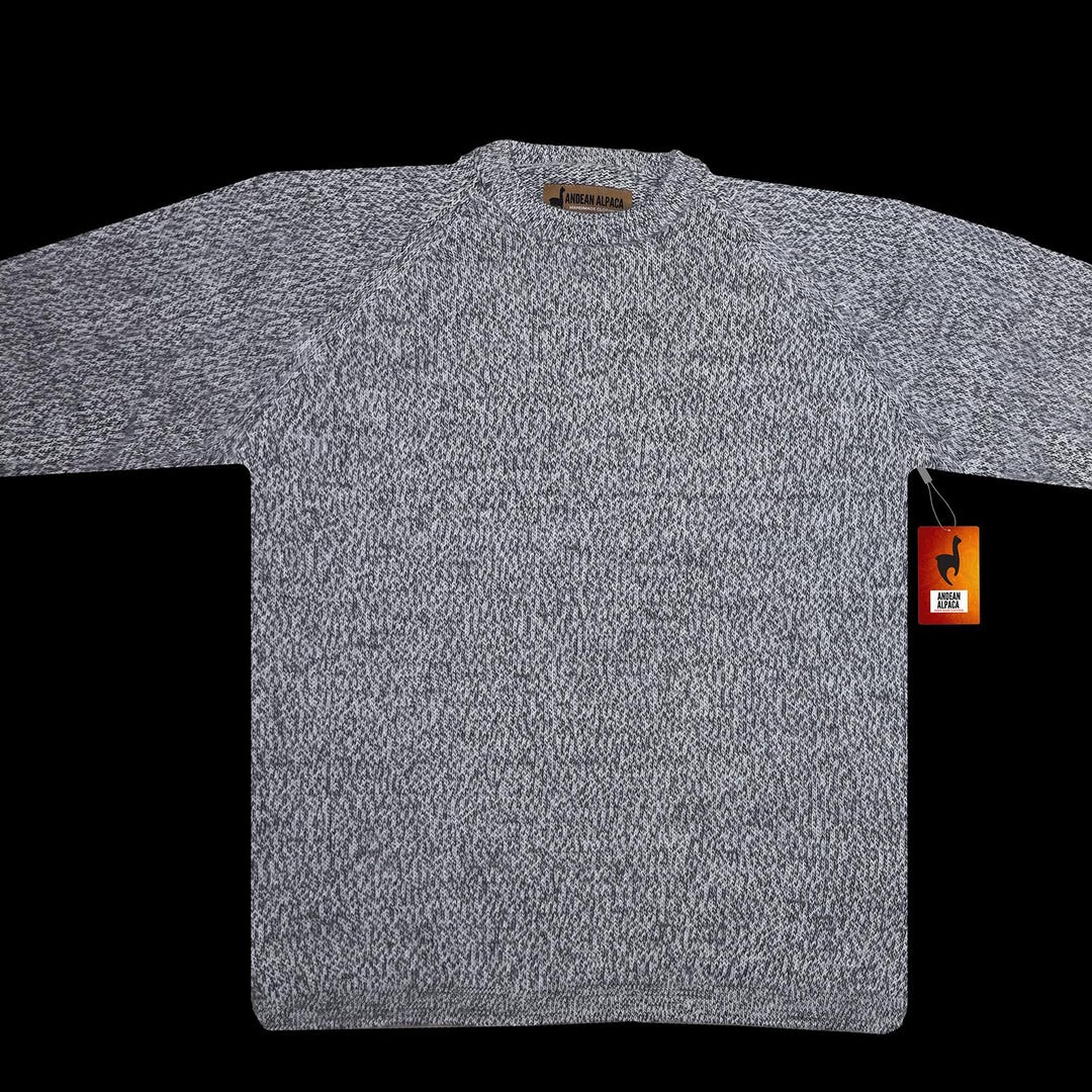 Men HANDMADE ANDEAN ALPACA Solid Light Gray Sweater Sz M - Etsy