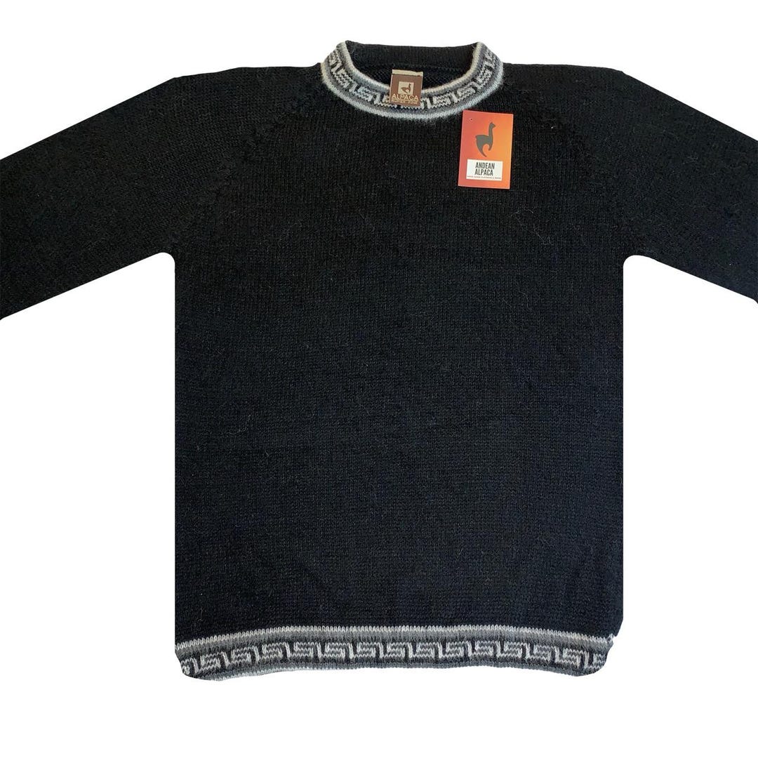 ANDEAN ALPACA HANDMADE Men Black Sweater Sweatshirt S - Etsy