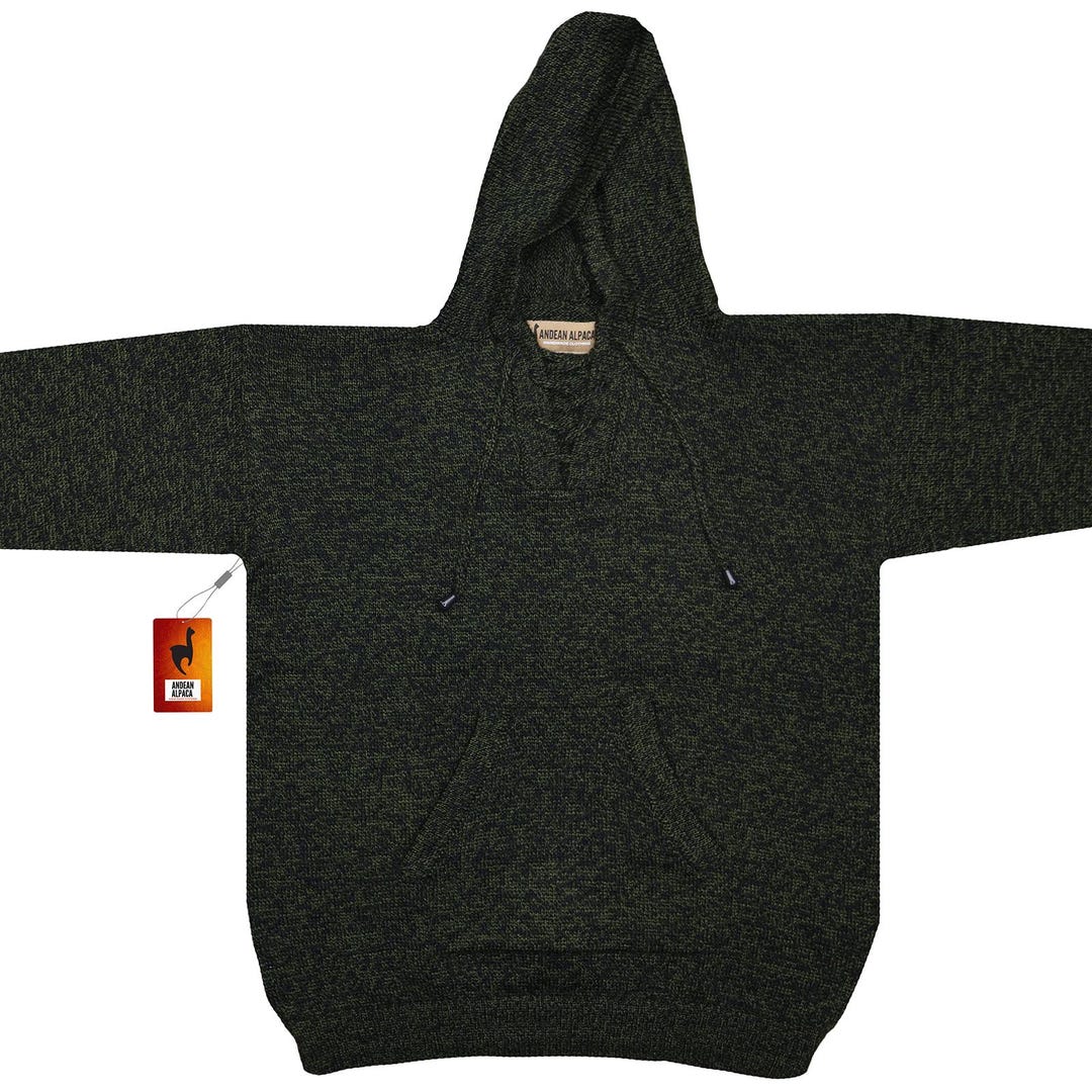 Men HANDMADE ANDEAN ALPACA Dark Green Hoodie Sweater Sz Xl - Etsy