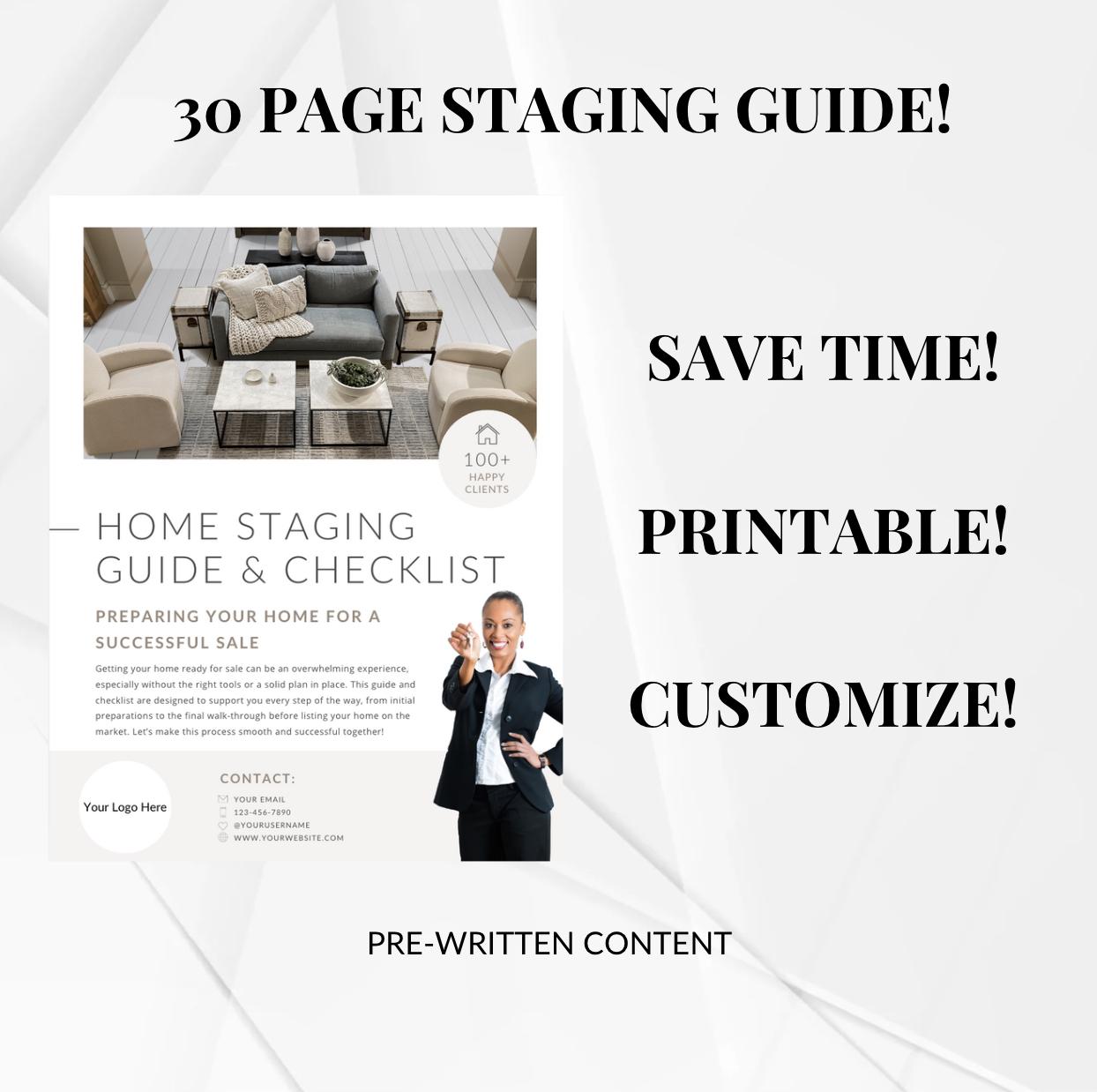 Staging Guide for Real Estate, Cost of Staging, Showing Checklist for ...