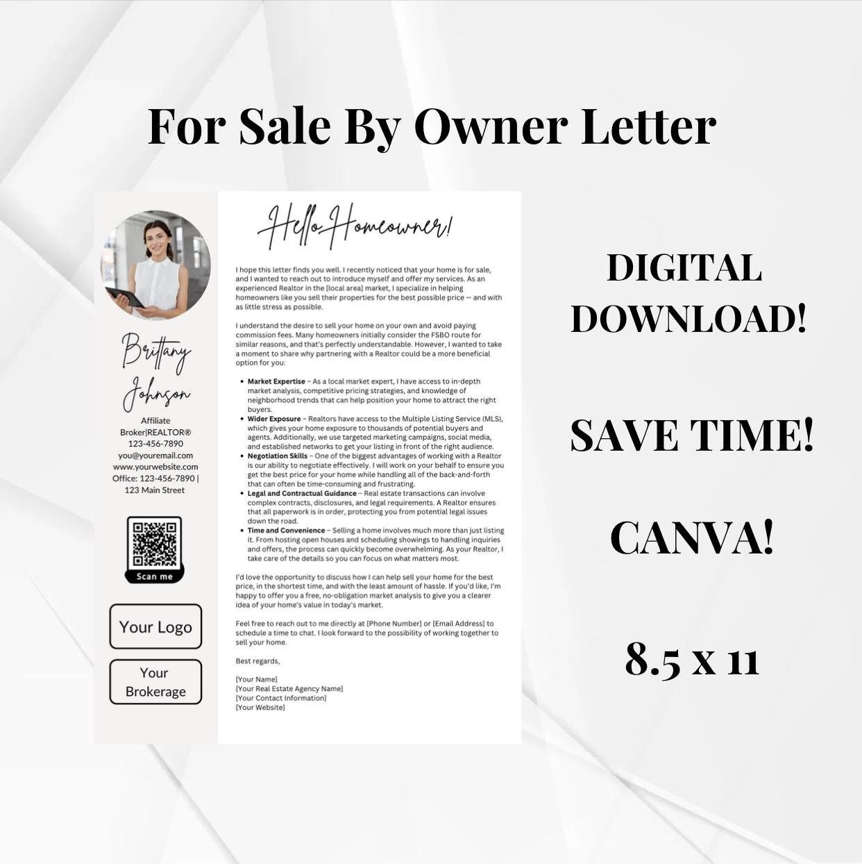 Real Estate FSBO Flyer | for Sale by Owner Letter | Farming Flyer ...