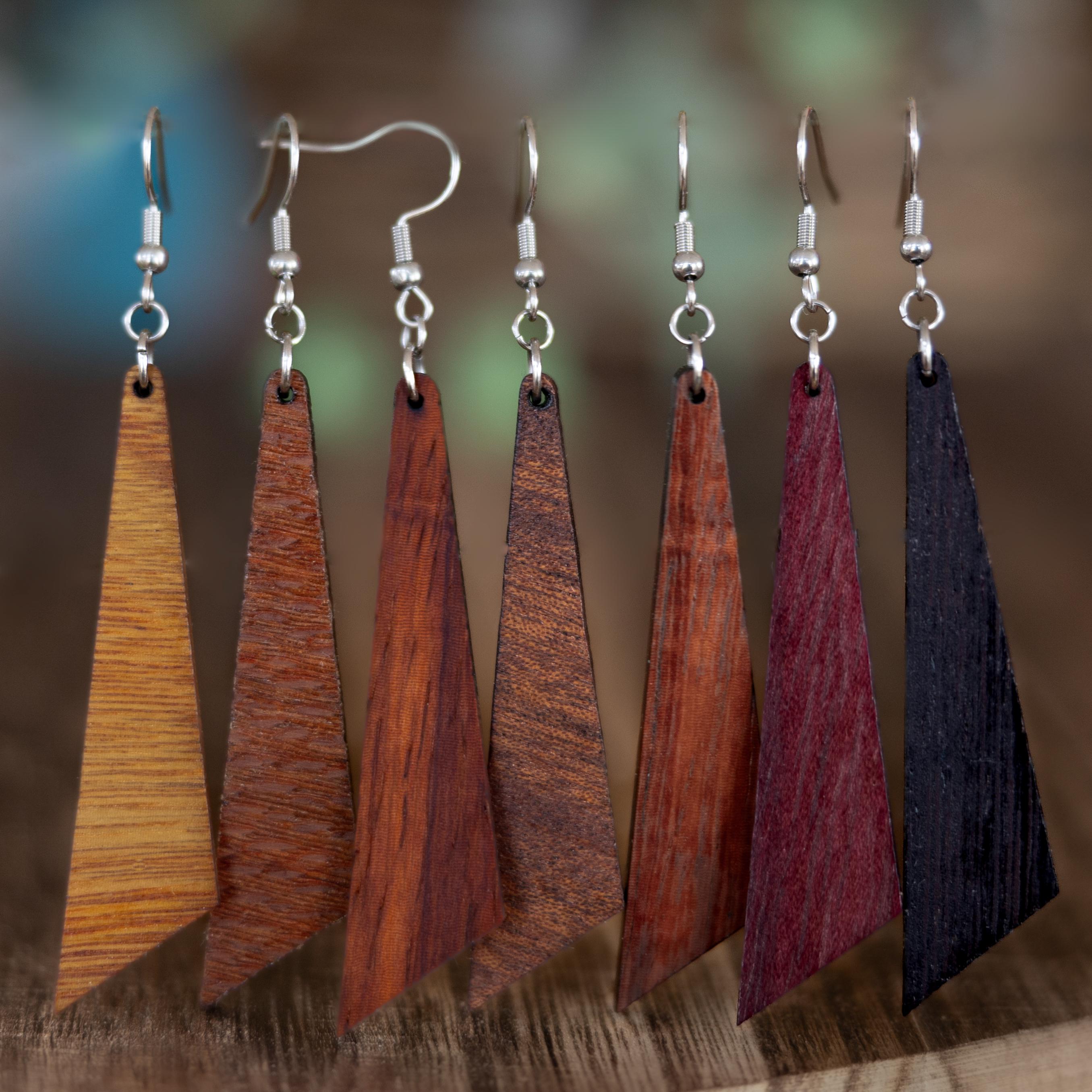 Handmade Wooden Earrings Wood Triangle Dangle Earrings Unique Wooden ...