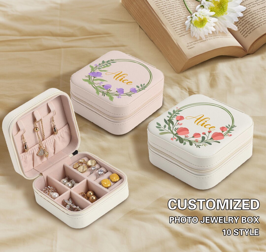 Personalized Leather Travel Jewelry Box, Gifts Box for Sisters, Friend ...