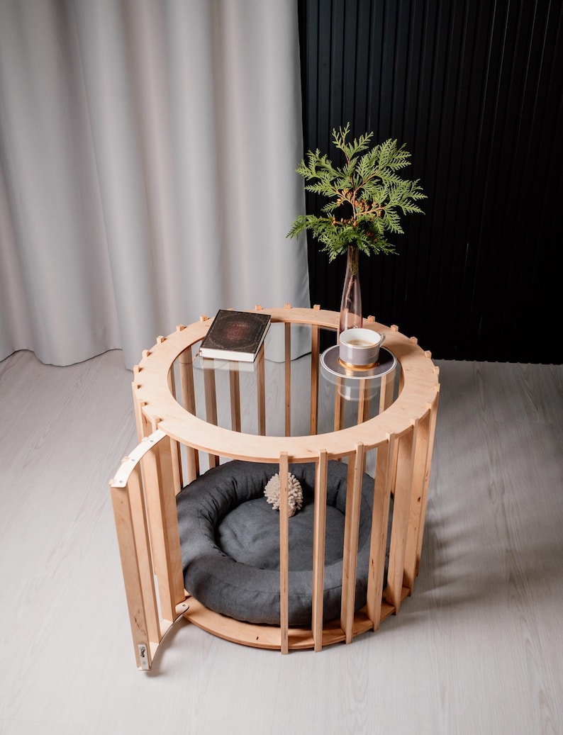Modern Coffee Table Dog House: Light Wood Pet Crate - Etsy