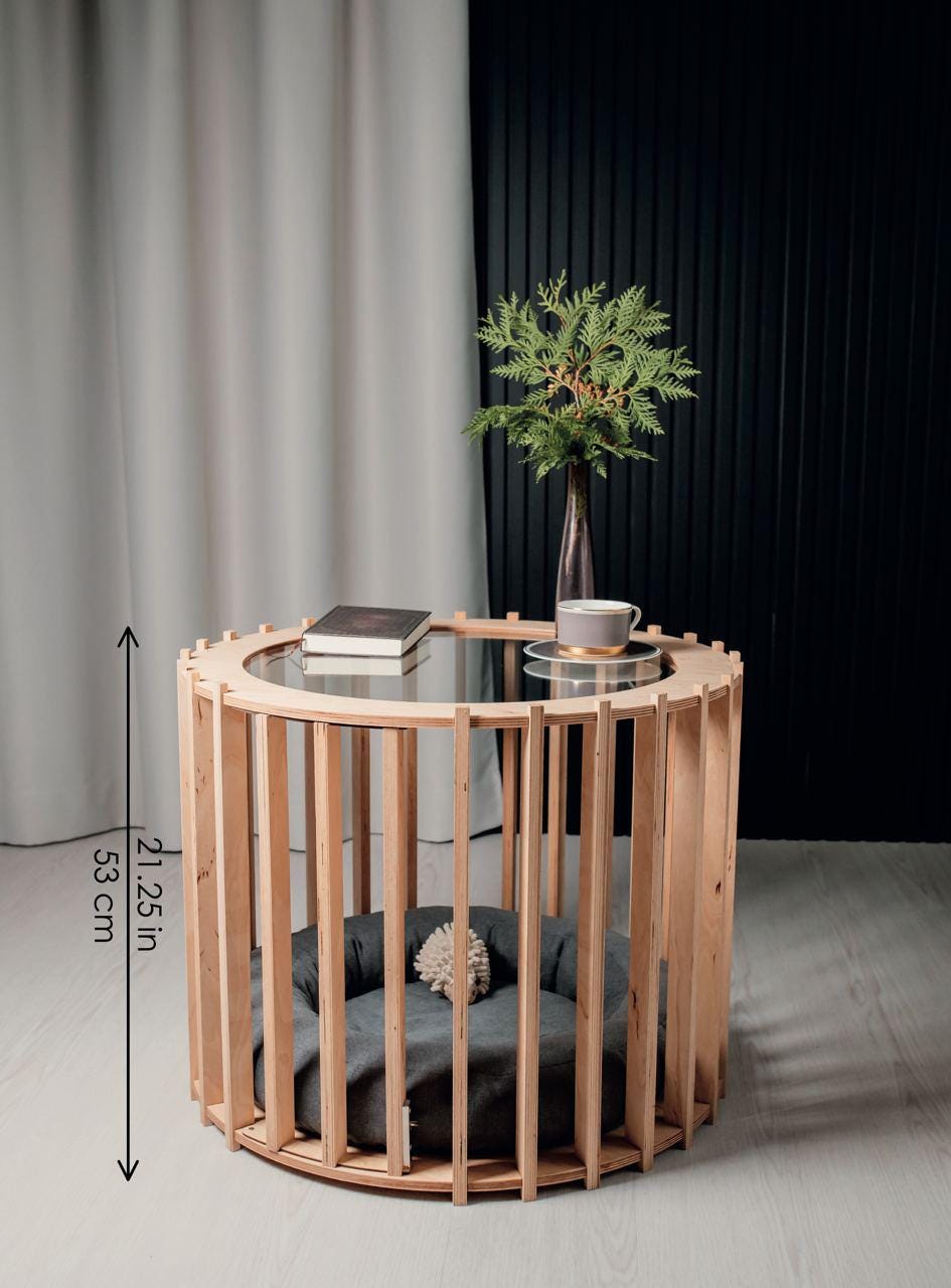 Modern Dog House Coffee Table: Wooden Pet Crate Kennel - Etsy