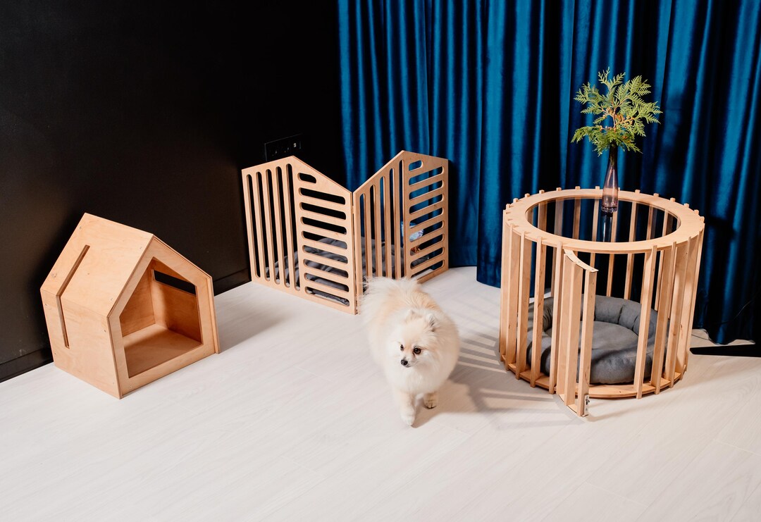 Small Dog House Set, Wooden Playpen, Coffee Table Kennel - Etsy
