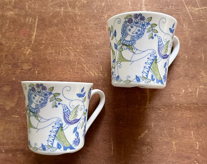 2 Vintage Lotte Coffee Mugs / Figgjo Flint Norway / Turi Oliver Design ...