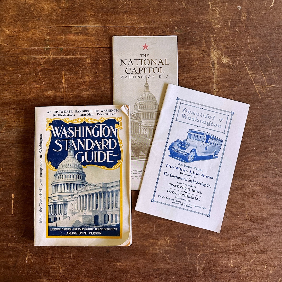 3 Antique Washington DC Travel Brochures / Tourist Guide / Vintage Map ...
