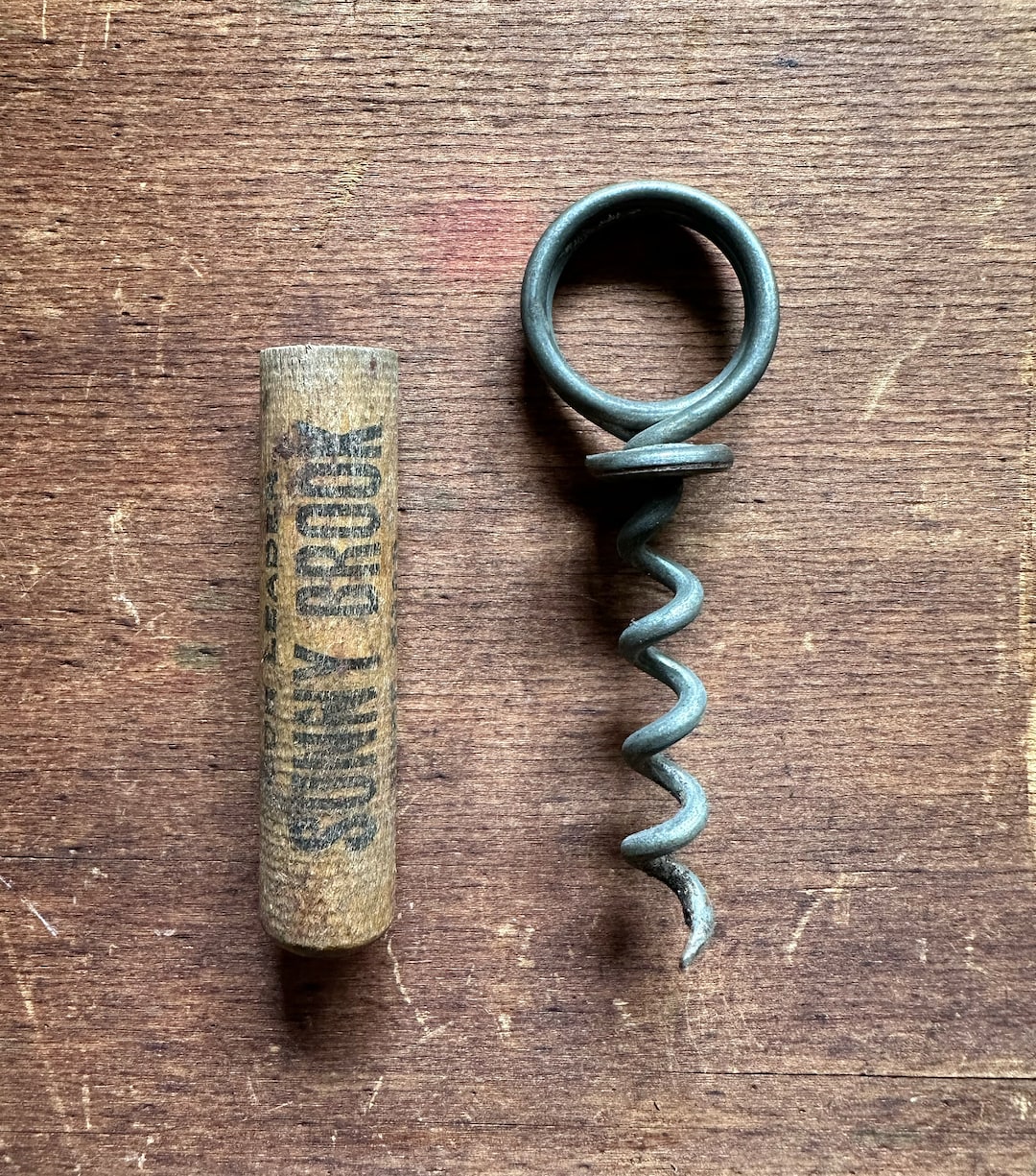 Antique Advertising Corkscrew / Wood and Wire / Sunny Brook - Etsy