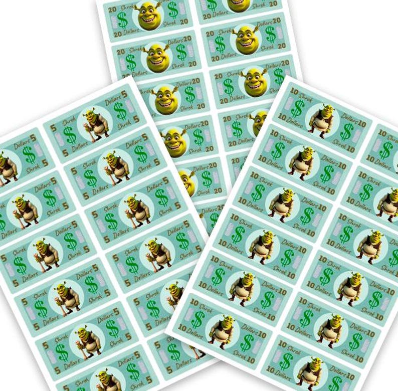 Shrek Dollars. Dollars for Monopoly. Toy Money. File Pdf, A4, Letter ...