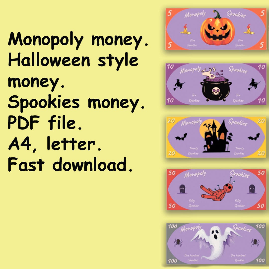 Halloween Monopoly Money, Spookies Design (PDF File) - Etsy