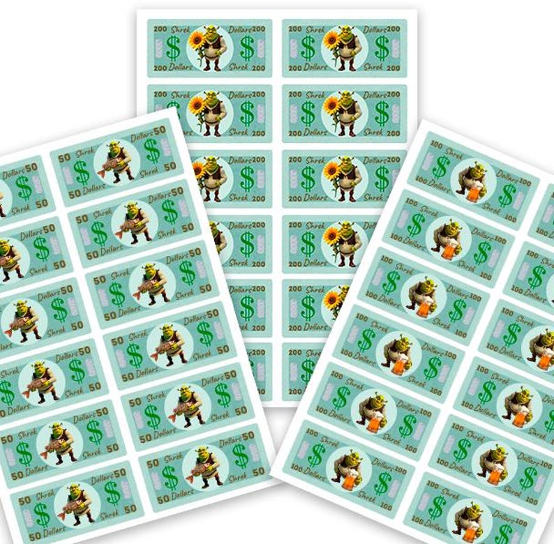 Shrek Dollars. Dollars for Monopoly. Toy Money. File Pdf, A4, Letter ...