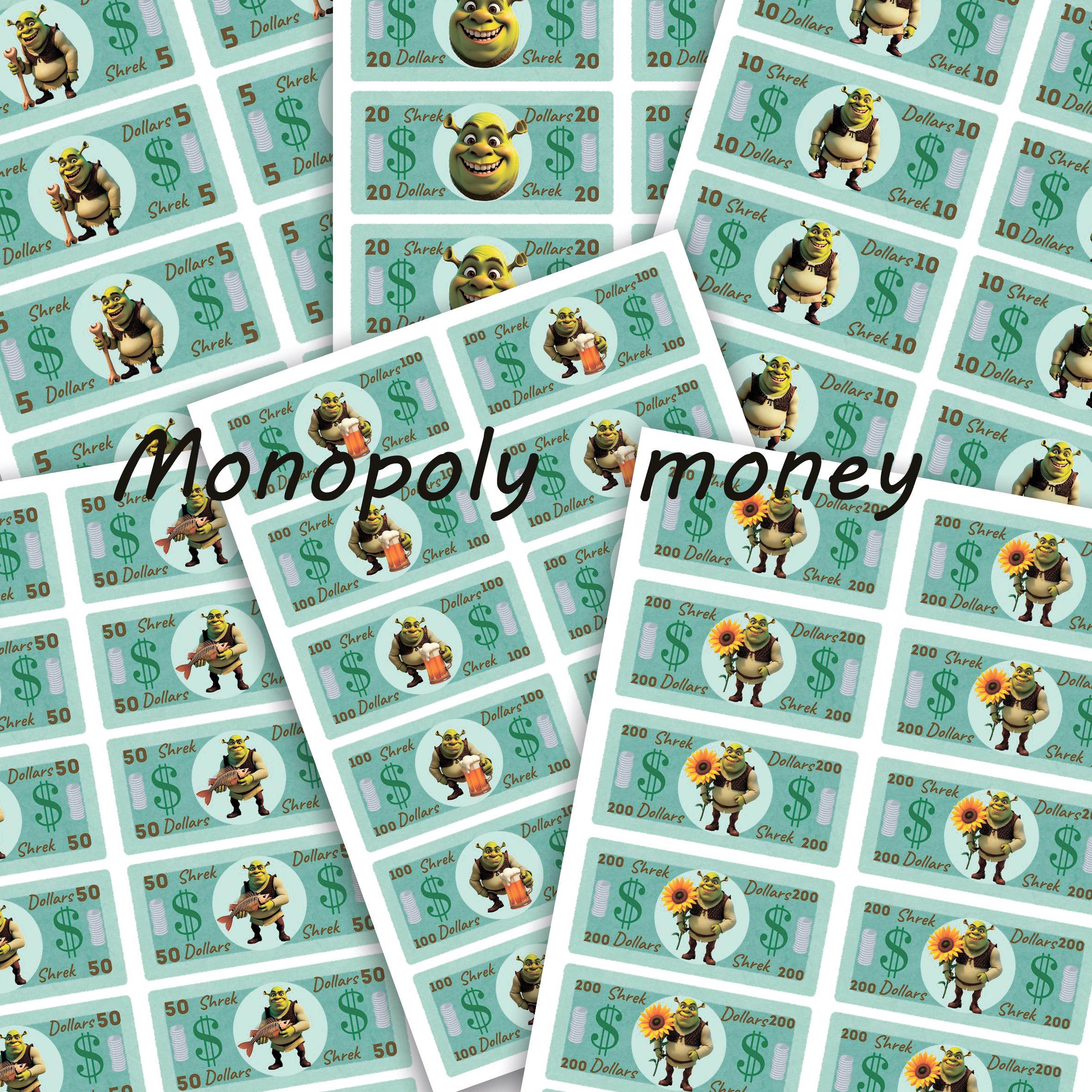 Shrek Dollars. Dollars for Monopoly. Toy Money. File Pdf, A4, Letter ...