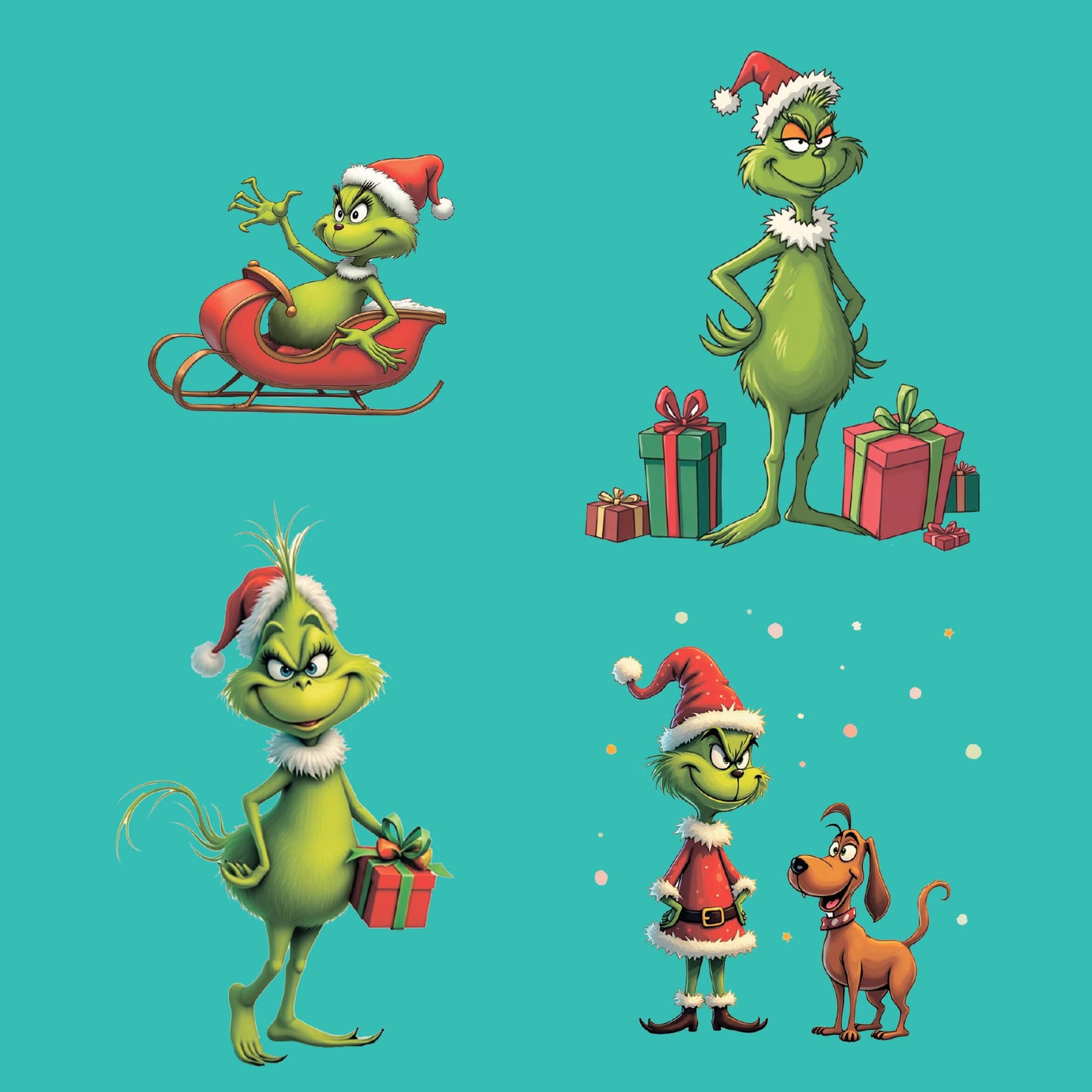Christmas Grinch Clipart. Transparent Background. Ideal for Gifts and ...