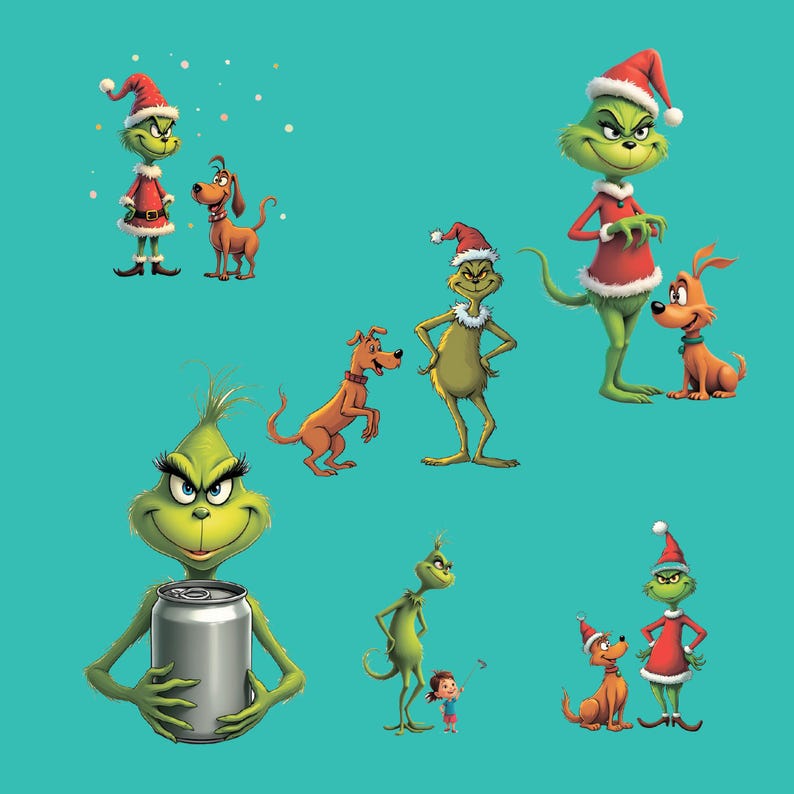 Christmas Grinch Clipart. Transparent Background. Ideal for Gifts and ...
