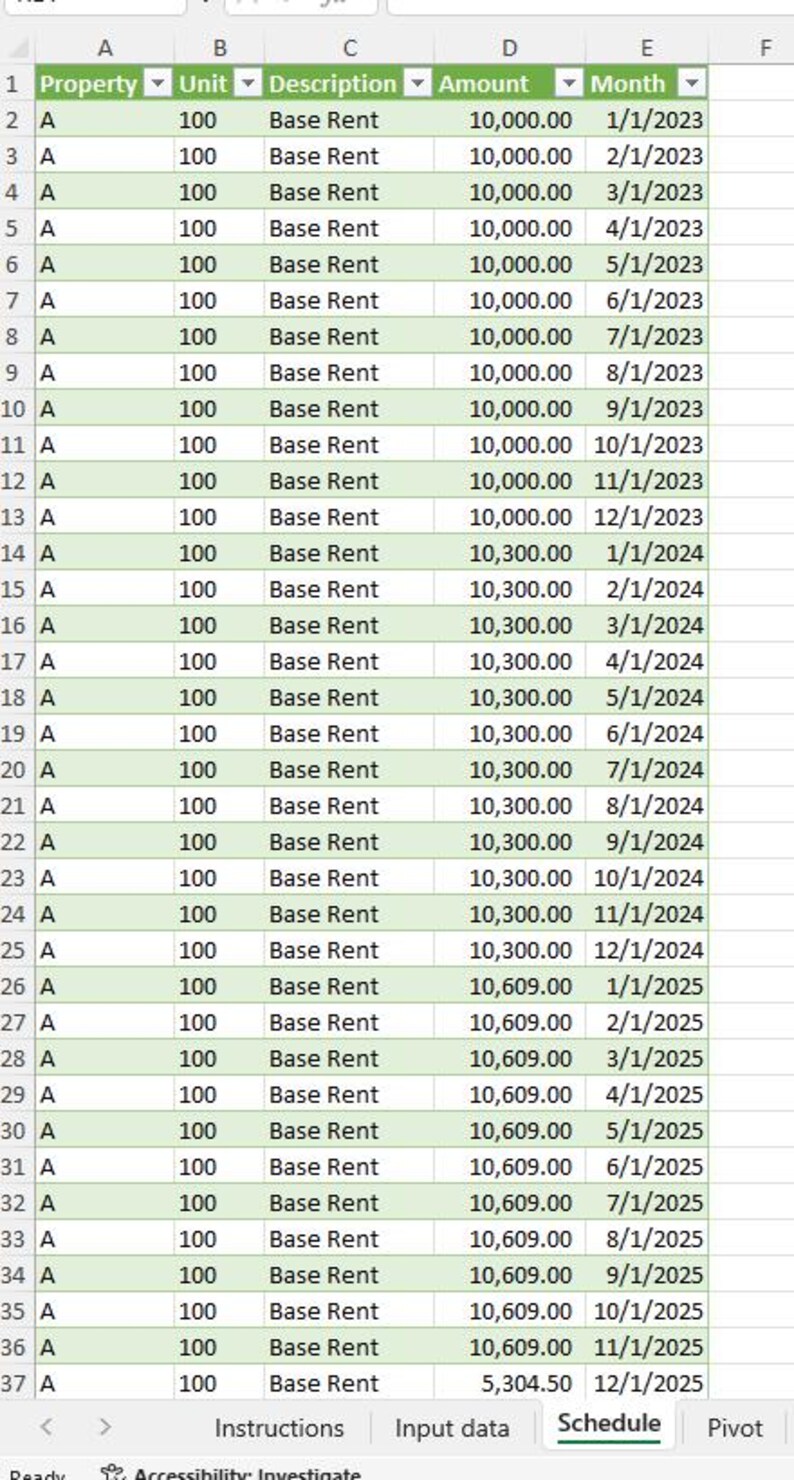 Rent Expense Schedule Generator - Etsy