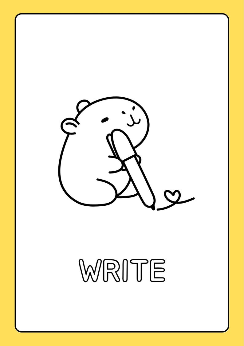 Capybara Action Verbs Coloring Book for Kids 3-7 Years – Fun Printable ...