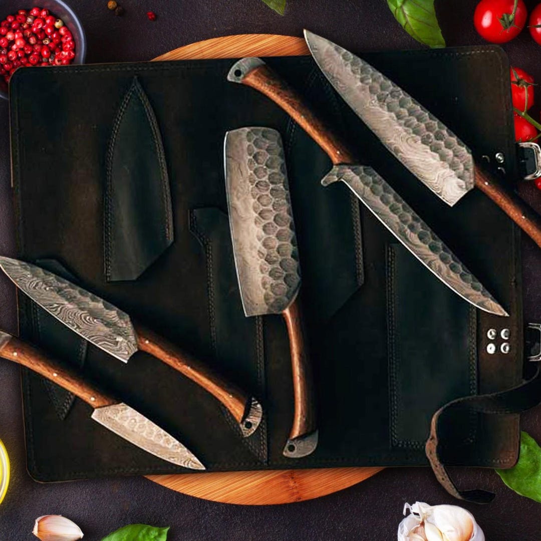 Chef Set, Handmade Damascus Steel Chef Knife Set, Hand Forged Kitchen ...
