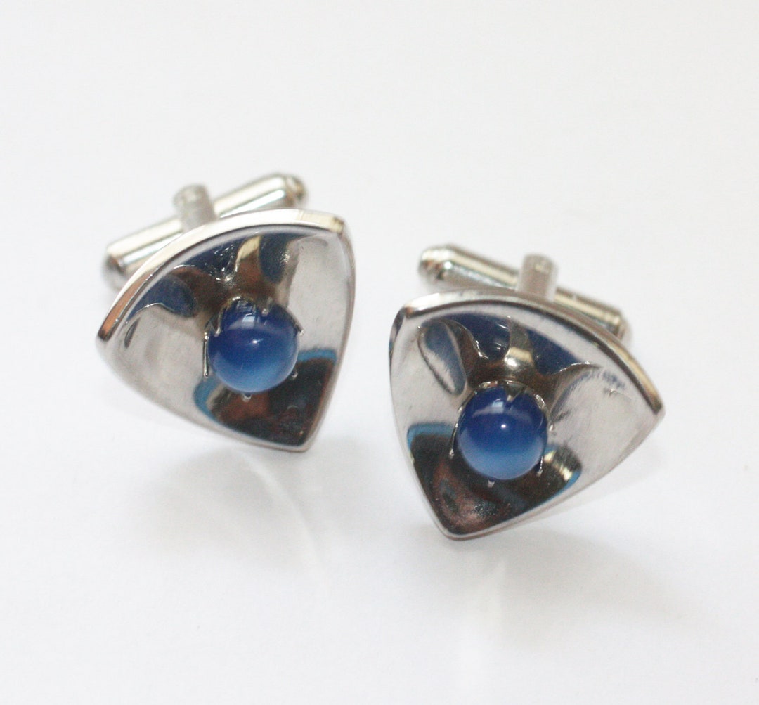 Blue Lucite Moon Glow Cufflinks: Signed Hickok Vintage Mens Jewelry - Etsy