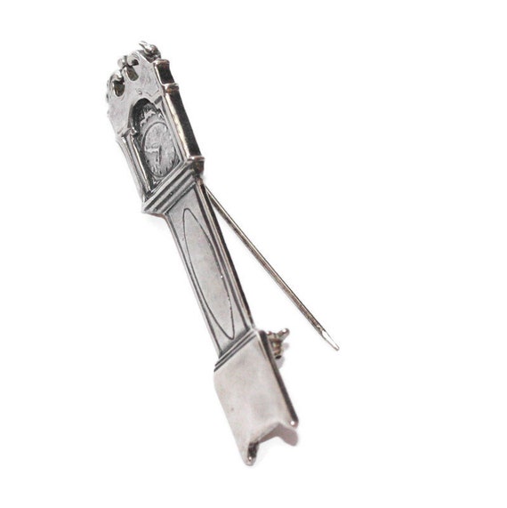 Sterling Silver Grandfather Clock Pin Brooch Figural … - Gem