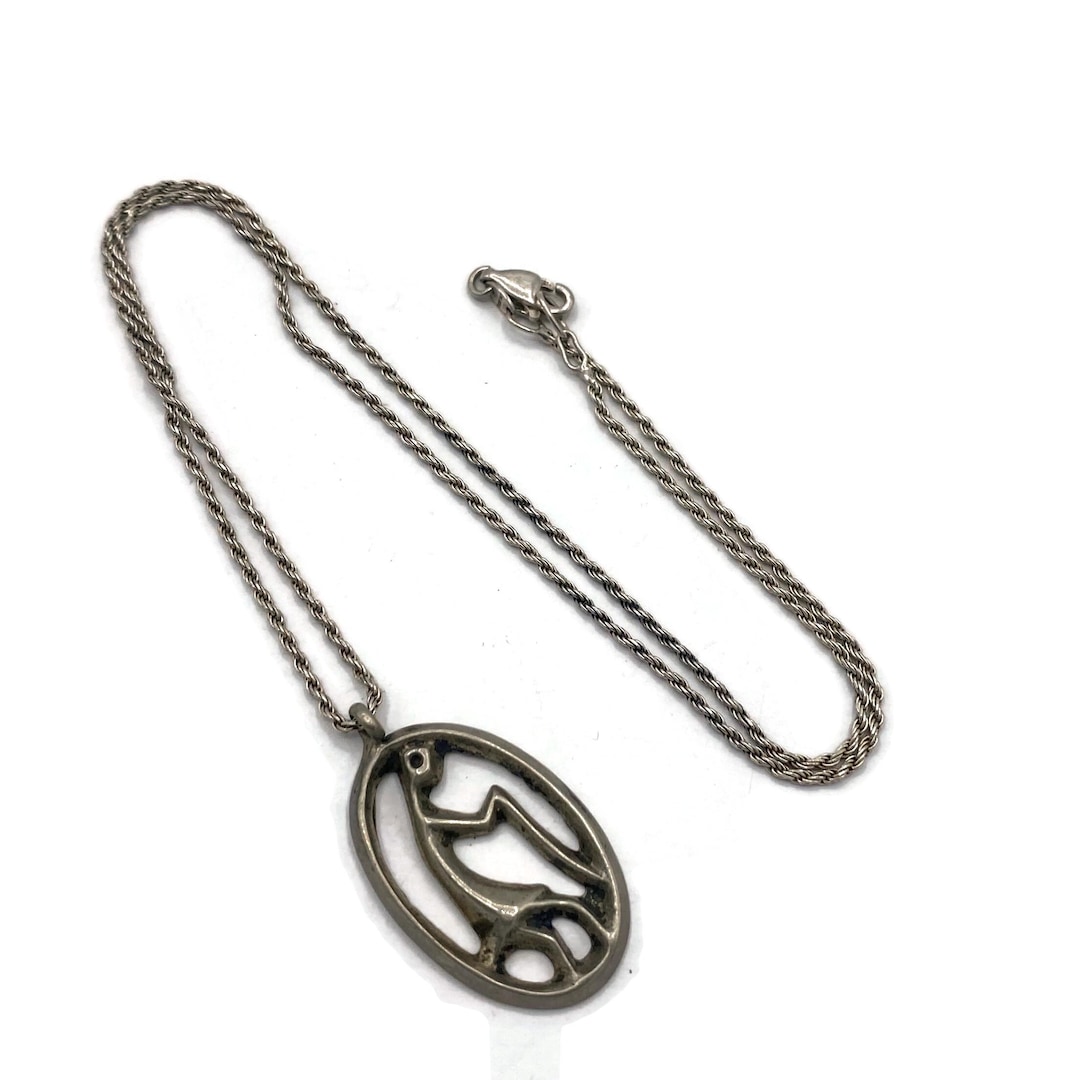 Native American Fertility Character Silver Pendant Necklace Sand Cast ...