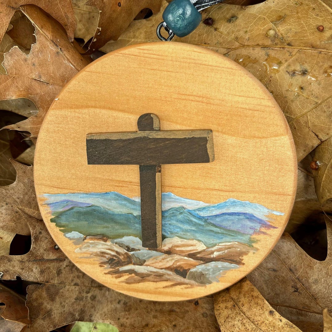 Personalized Mountain Summit Sign Pine Disc Ornament, Hand Painted - Etsy