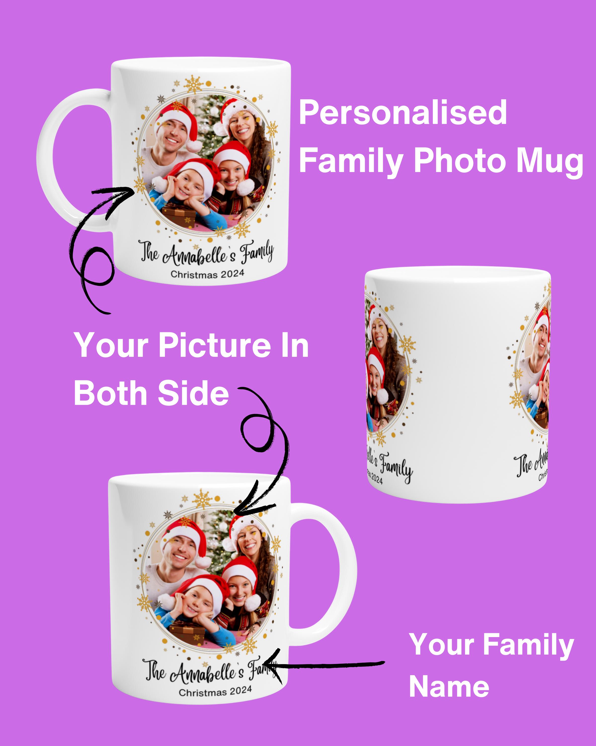 Personalized Family Christmas Frame Photo Mug Custom Family Name ...