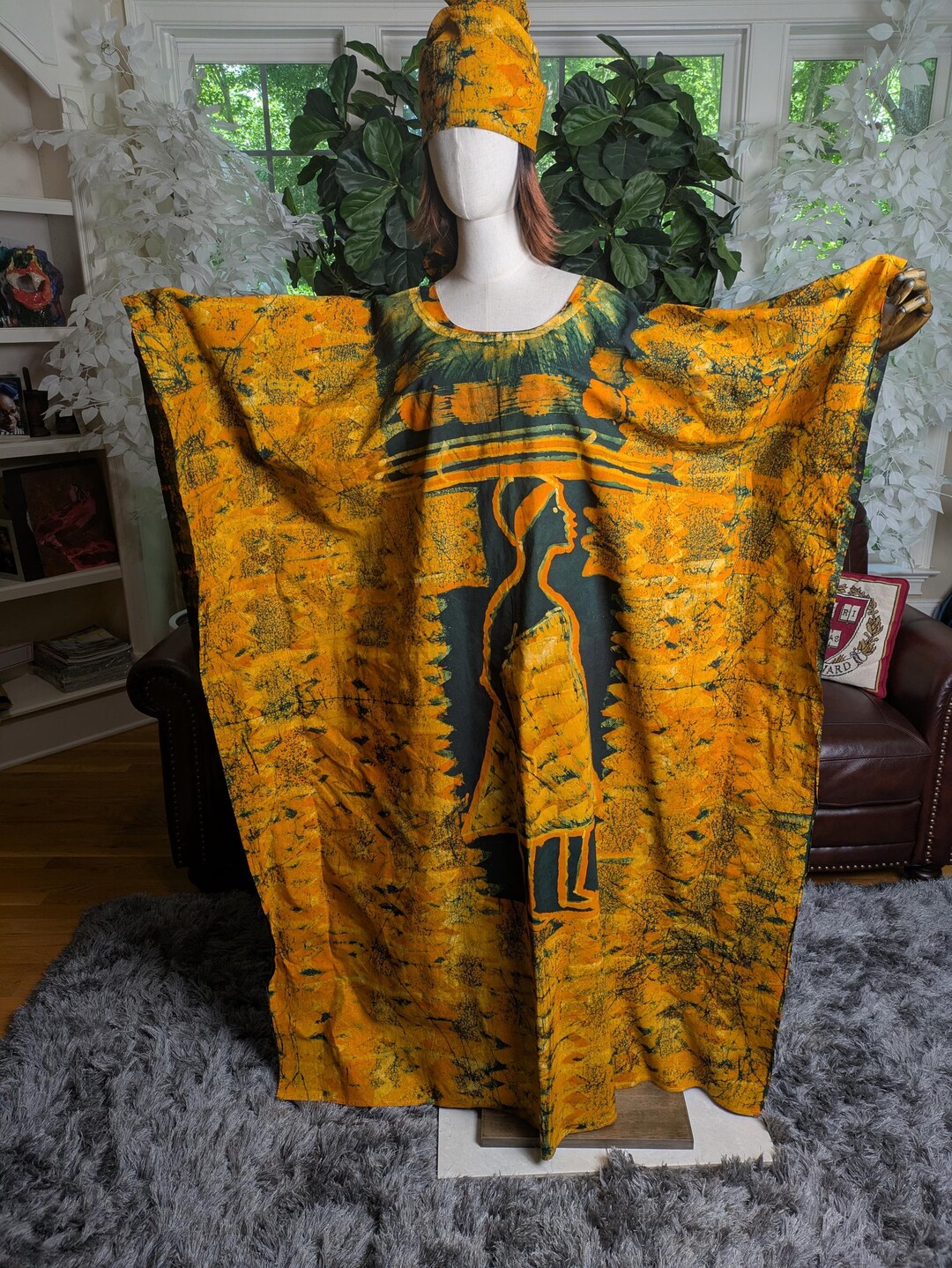 Kaftan, Daishiki, West African Hand Print Gown, Wears Freely and Loose ...