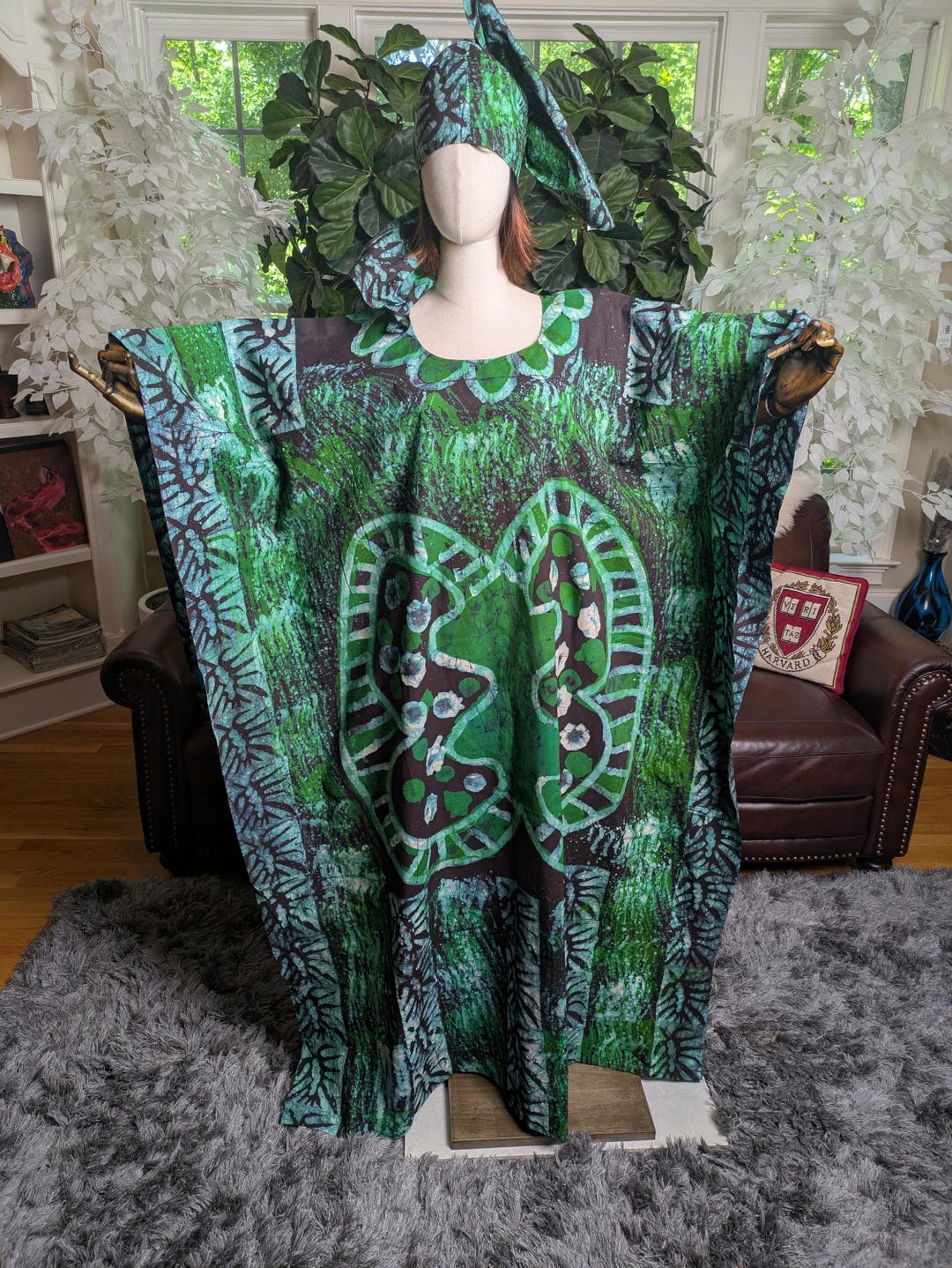 Kaftan, Daishiki, West African Hand Print Gown, Wears Freely and Loose ...