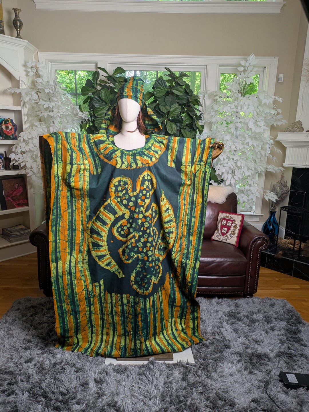 Kaftan, Daishiki, West African Hand Print Gown, Wears Freely and Loose ...