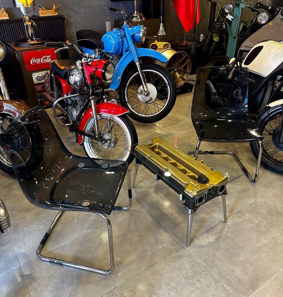 Table Mercedes Benz Glass Table Coffee Table Auto Decoration Engine ...