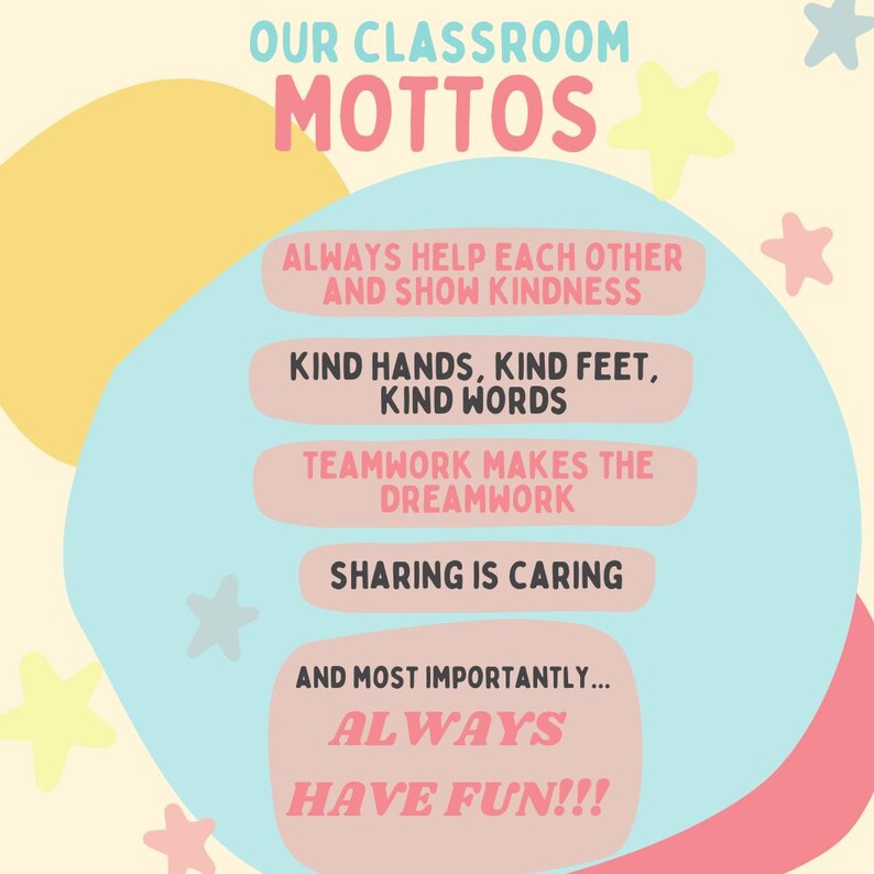 Preschool Classroom Motos Printable - Etsy