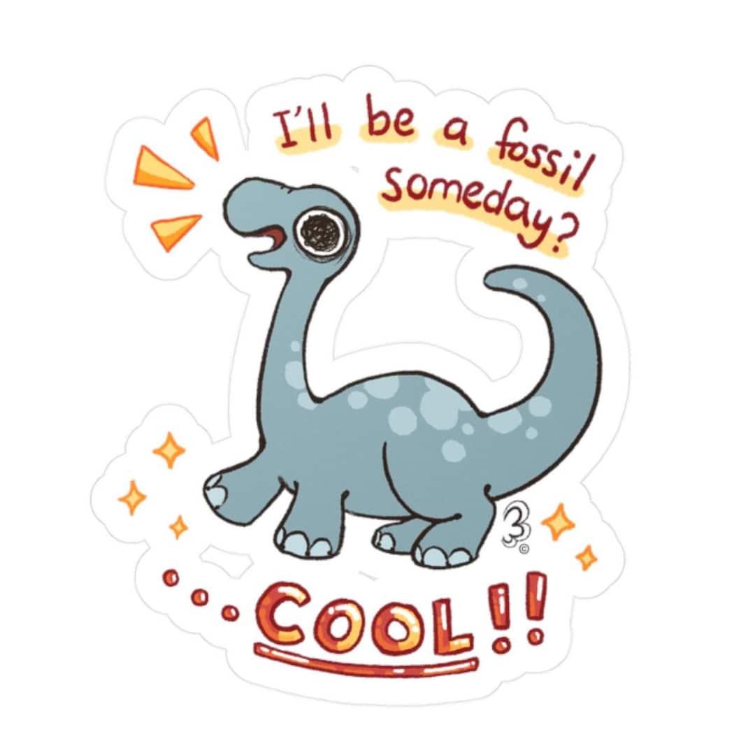 Vinyl Sticker -fossil- (dino Sticker, Cute Dino, Brachiosaurus, Silly ...