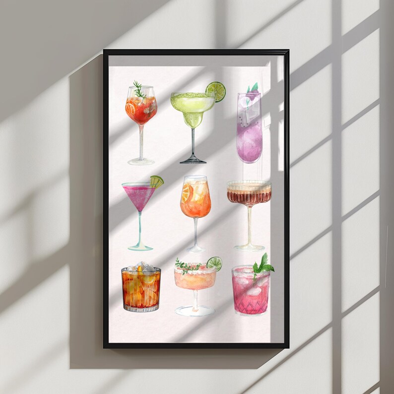 Cocktail Collage Print, Digital Download Prints, Martini Mojito Bar ...