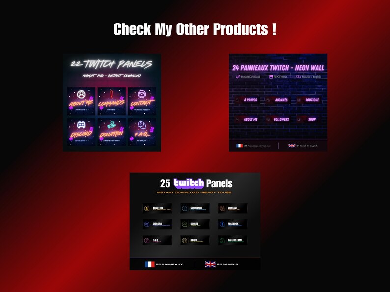 24 Twitch Panels - Twitch Panels | Hexagonal Dark & Red | Instant ...