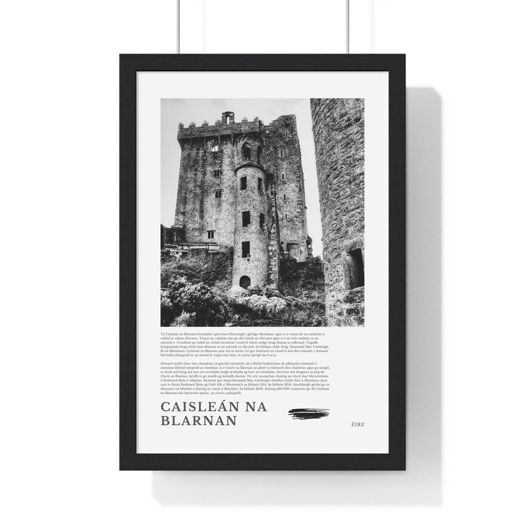 Framed Black and White Irish Poster | History of Blarney Castle, Cork ...