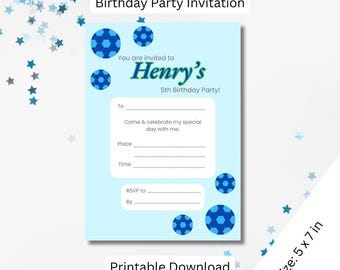 Evil Eye Birthday Invitation - Blue and Gold Theme - Customizable ...