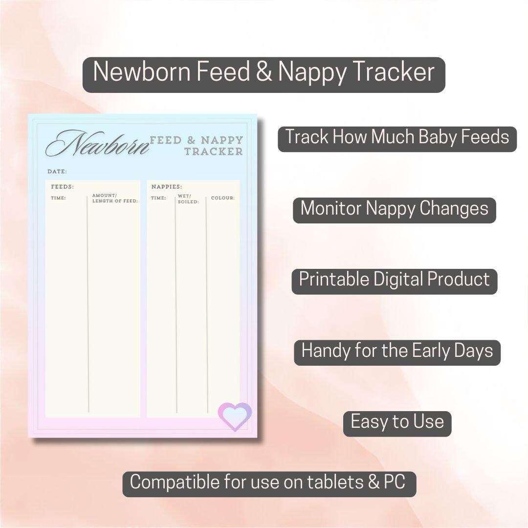 Newborn Feed & Nappy Change Tracker | Printable Baby Care Log | Baby ...